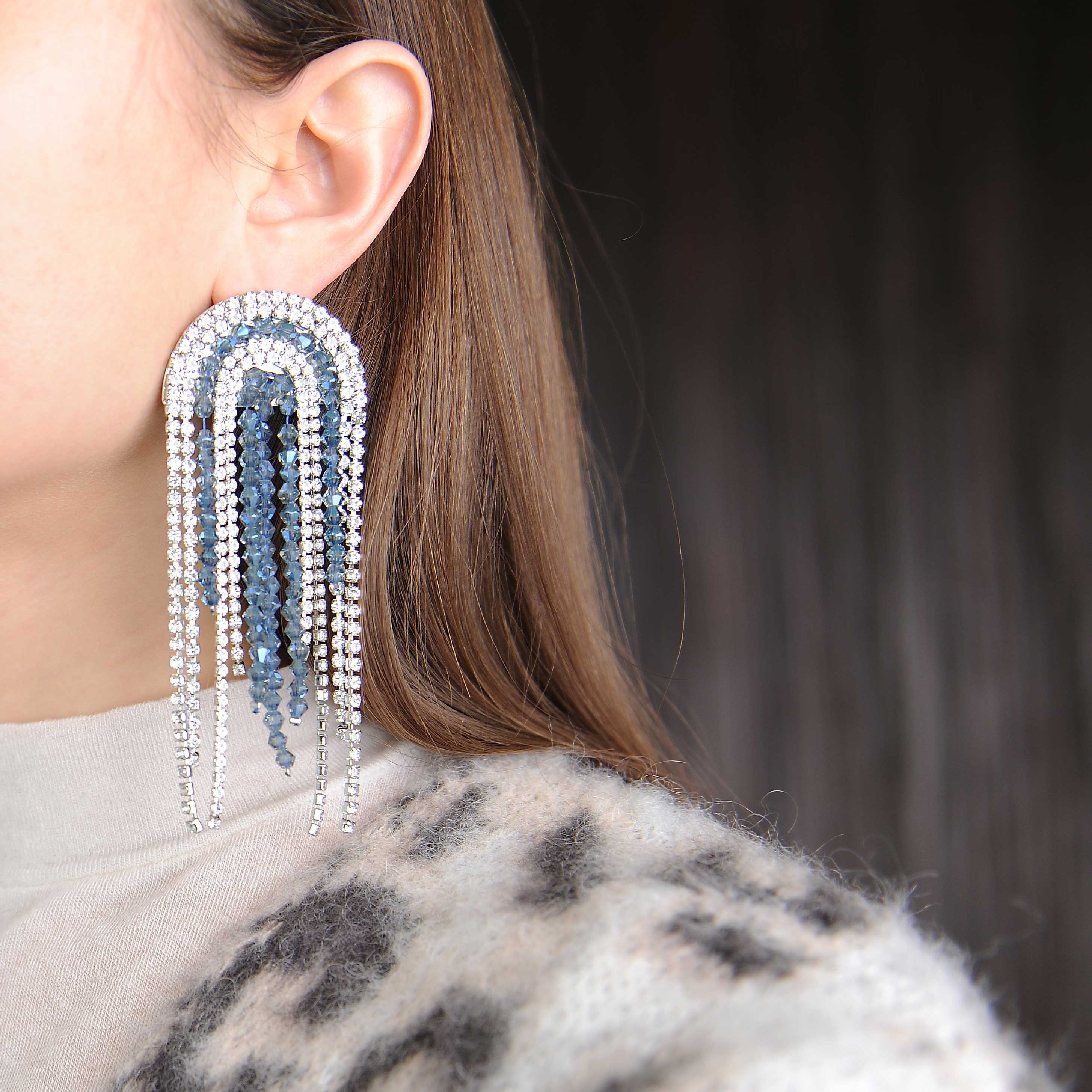 Crystal Blue Rhinestone Statement Earrings – Marble Hive